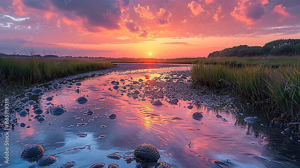 Estuarine habitat highlighting biodiversity wading birds and shellfish ...
