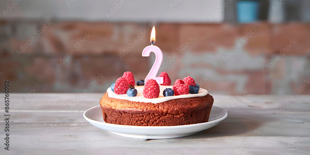 Pastel para celebrar aniversario de cumpleaños con vela en forma de ...