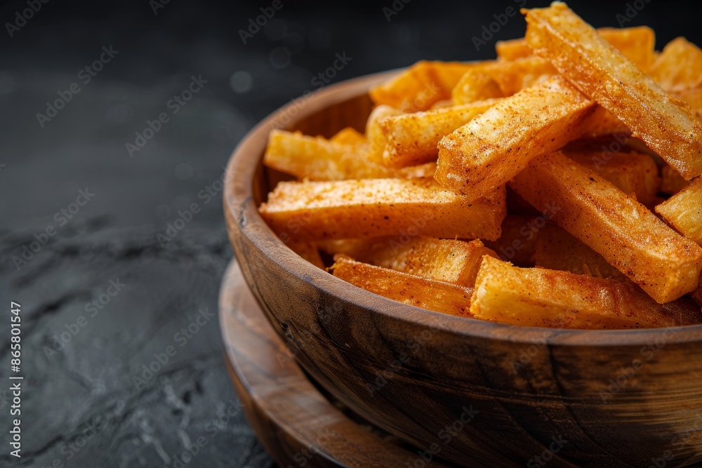 Kerala snack food spiced salted tapioca stick cassava chips fried spicy ...