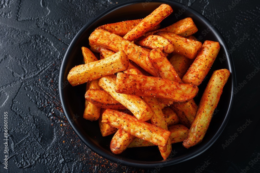 Kerala snack food spiced tapioca stick cassava chips fried masala black ...