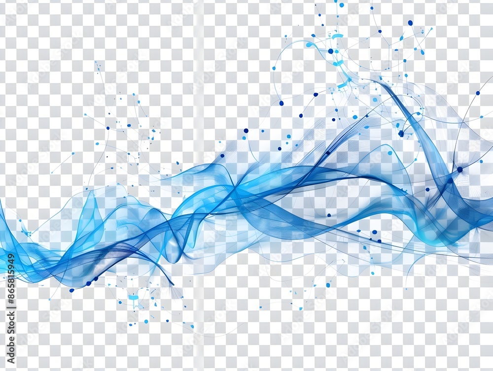 Interconnected Blue Dotted Lines on Transparent Background for Digital ...