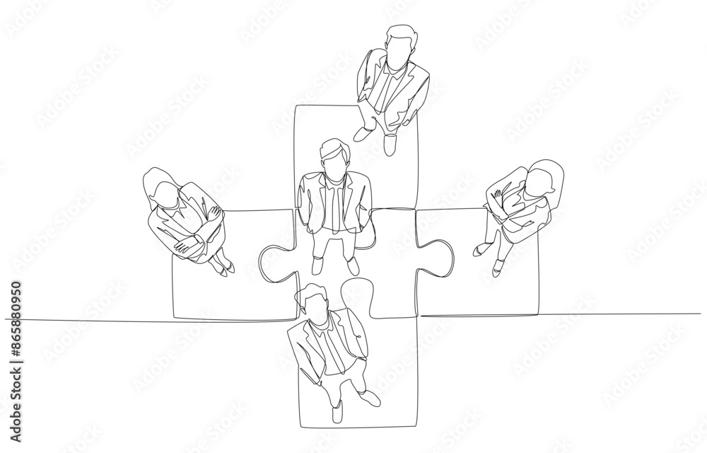 Continuous one line drawing of confident business people standing on ...