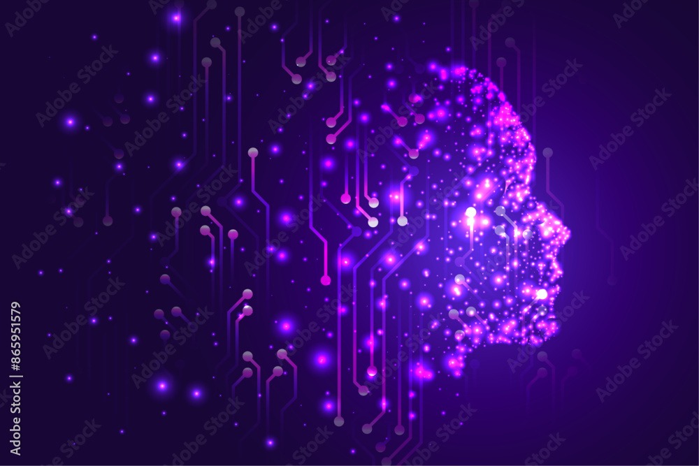 Electronic brain and Concept of artificial intelligence(AI).Graphic of ...