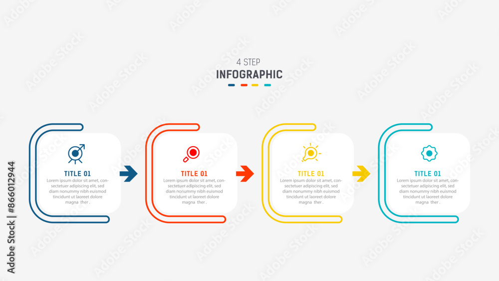 Three Step Infographic label design Vector template with line icons ...