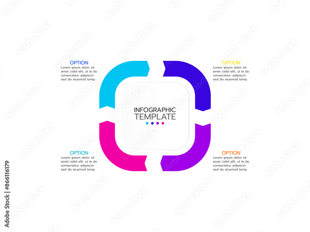 Cycle infographic concept of cyclic business process with 4 stages ...