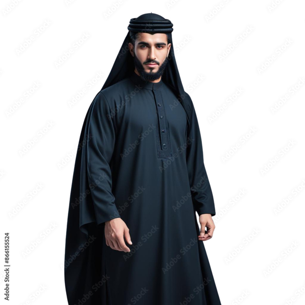 Content Young Arab Man in Traditional Clothing on Isolated transparent ...