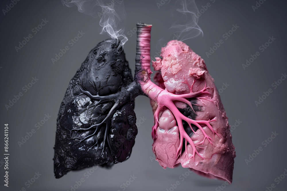the stark difference between smokers' lungs and non-smokers' lungs. The ...