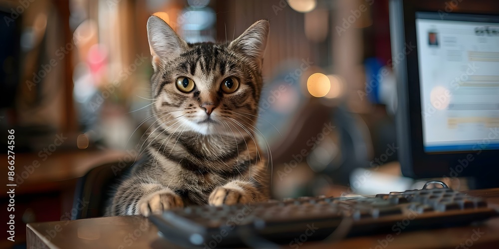 Feline Receptionist at a Welcoming Hotel Behind the Counter. Concept ...