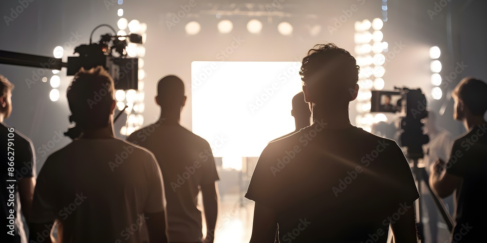 Film crew collaborates on set for TV commercialmovie production in ...