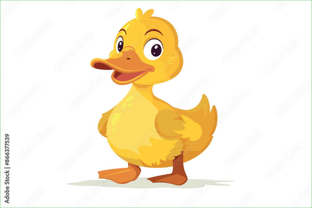 Happy Duck cartoon, isolated on a white background, Flat style cartoon ...