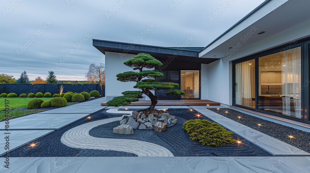 Moderna casa lujosa familiar de lineas rectas con hormigón ...