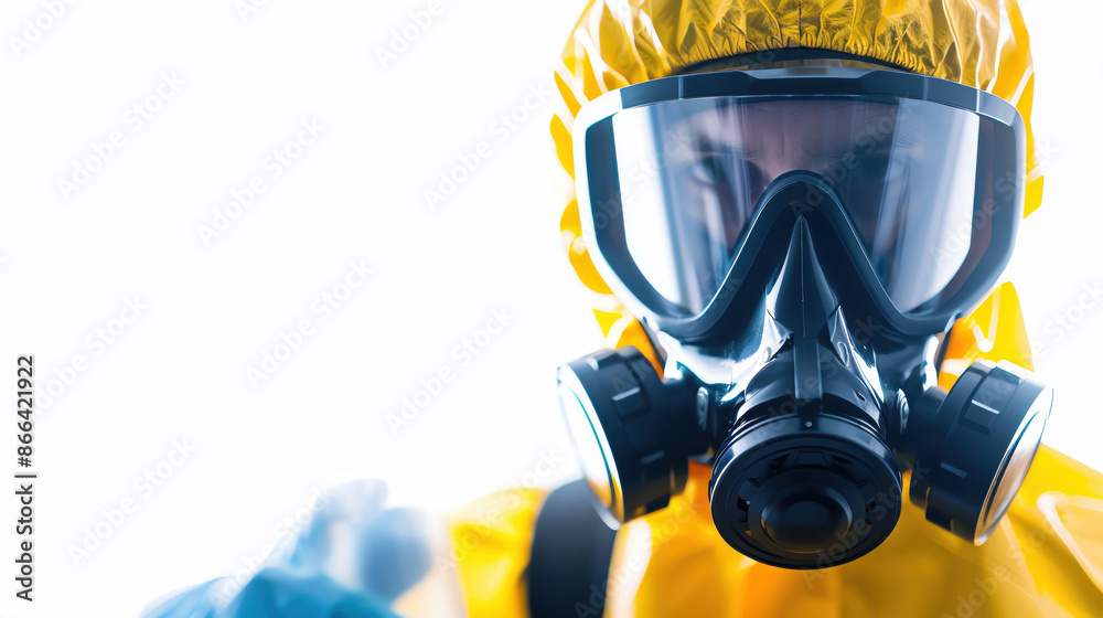 Double exposure of a chemical weapon canister and a hazmat suit, soft ...