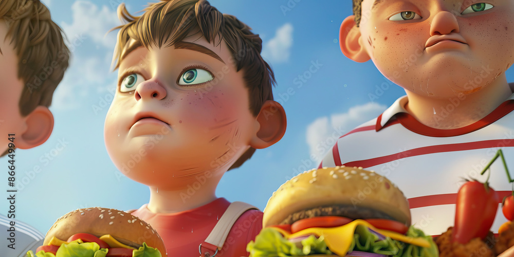 Childhood Obesity: Illustrations showing the progression from unhealthy ...