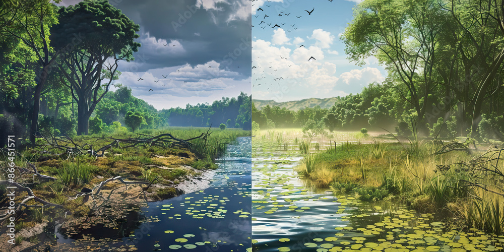 Environmental Degradation: Before-and-after images of natural ...