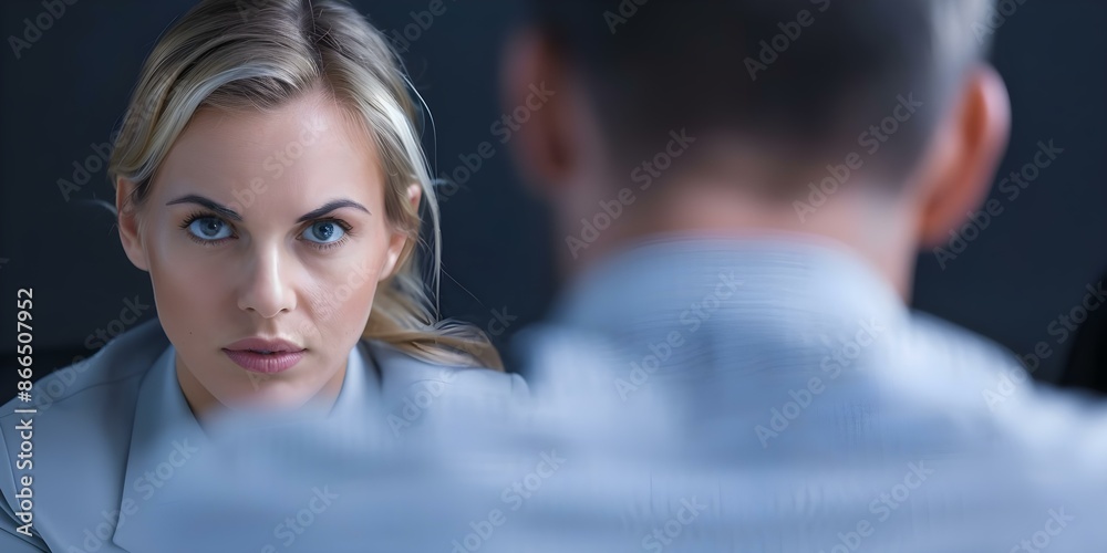 Interrogation Room Scene Male Detective Questioning Female Suspect ...