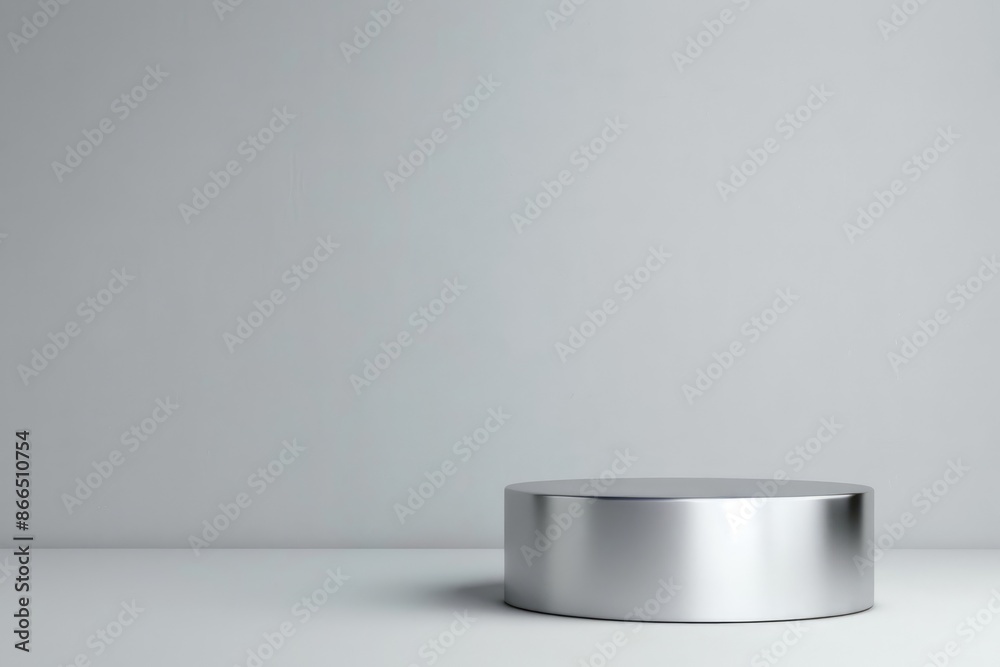 Minimalistic silver podium against a plain grey background, ideal for ...