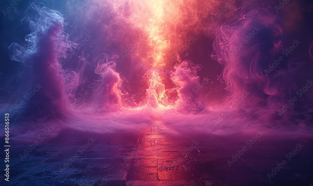 Dramatic purple smoke or fog effect with a circular hollow center ...