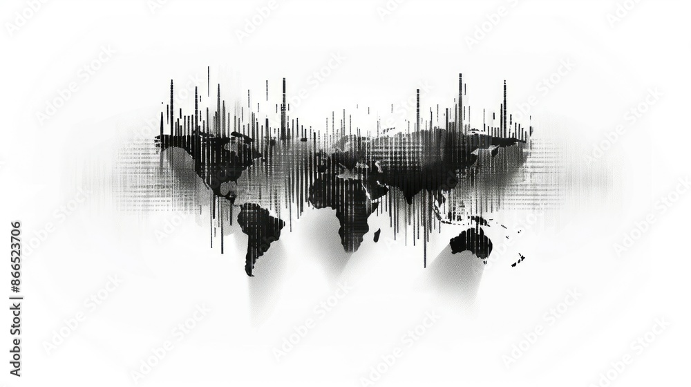Illustrated map of the world with a isolated background. seismic ...
