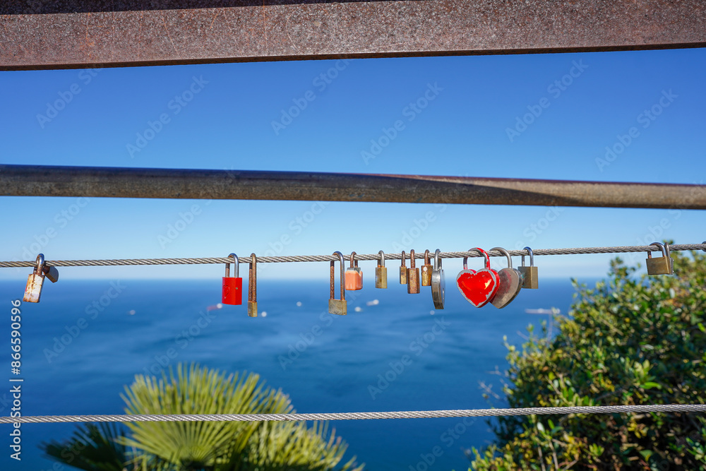 padlocks place where tourists hang a lock to fulfill their wishes ...