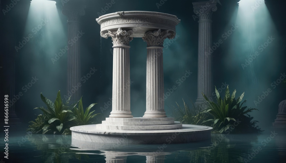 Background podium column 3d roman luxury greek white ancient display ...