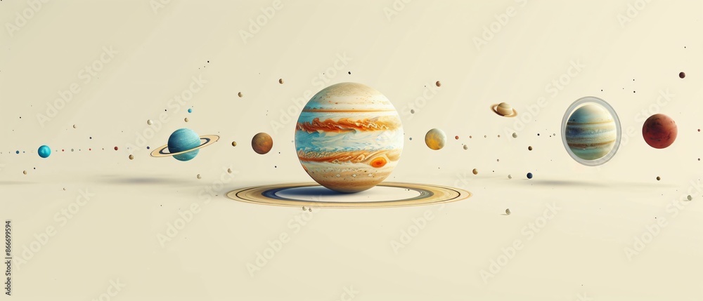 Elegant Solar System Illustration with Minimalist Planet Symbols and ...