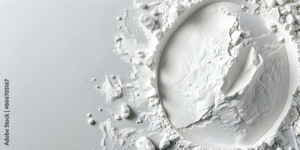 ภาพประกอบ Stock Isolated white gypsum powder also known as calcium ...