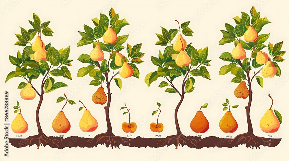 Infographic focusing on the Pear Pyrus spp highlighting its late summer ...