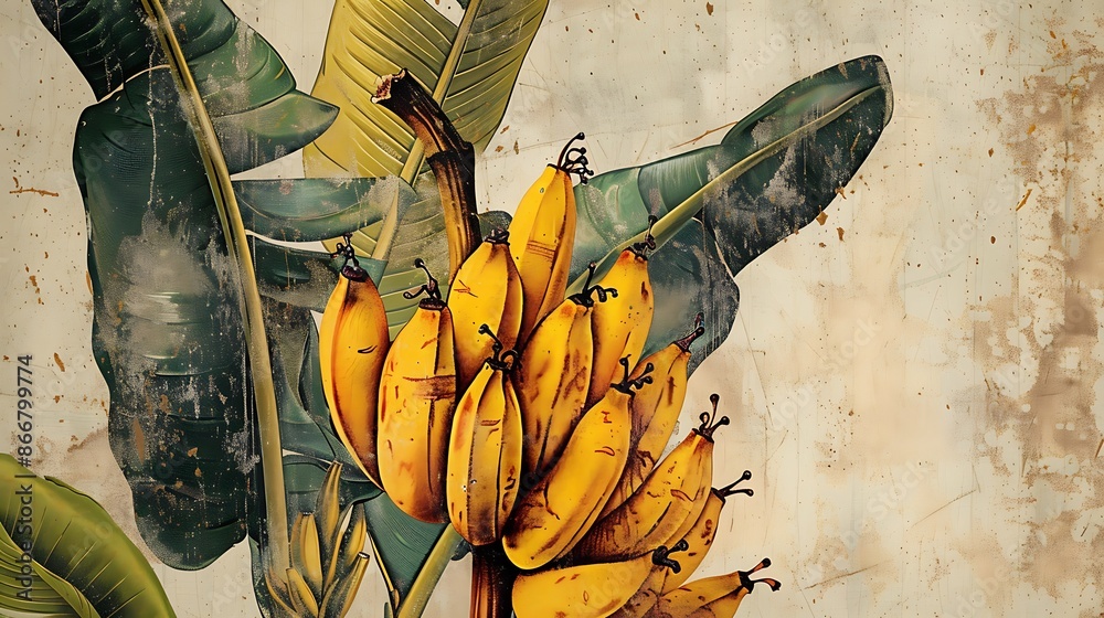 Ilustrace Educational chart on the Banana Musa spp detailing its ...
