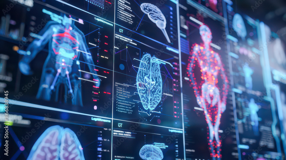 Diagrams and charts showing the use of AI in diagnosing diseases and ...