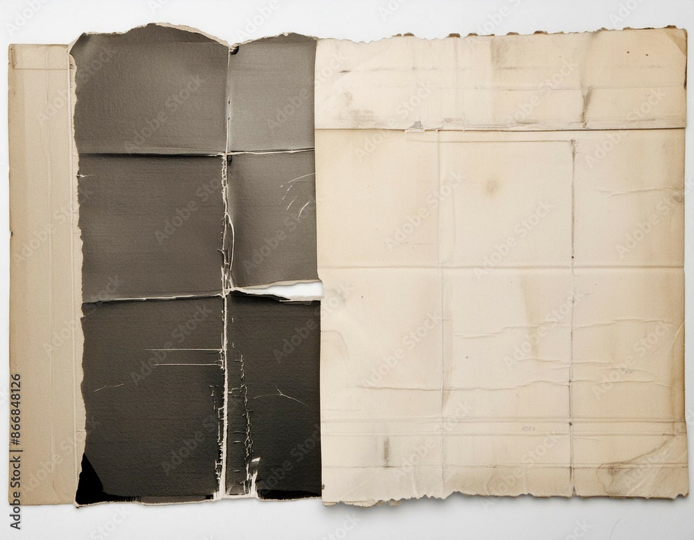 old black empty aged damaged paper cardboard photo card real halftone ...