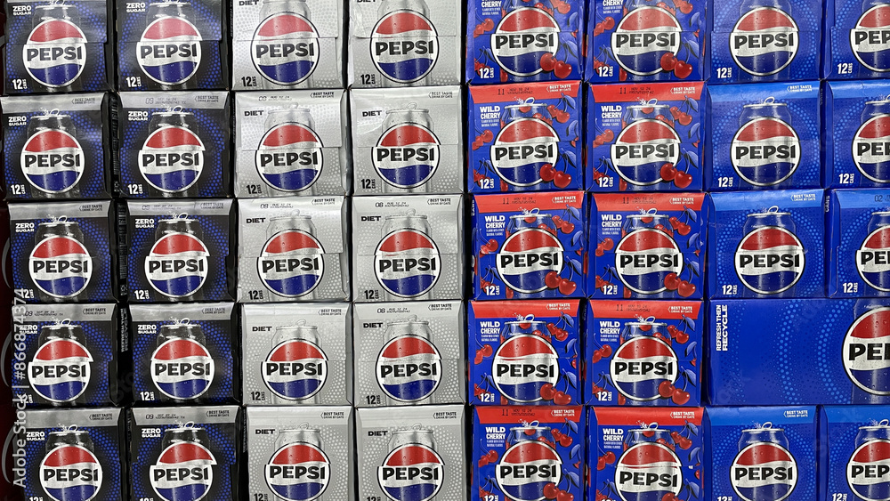 Pepsi cases on display. Pepsi and PepsiCo are among the largest ...