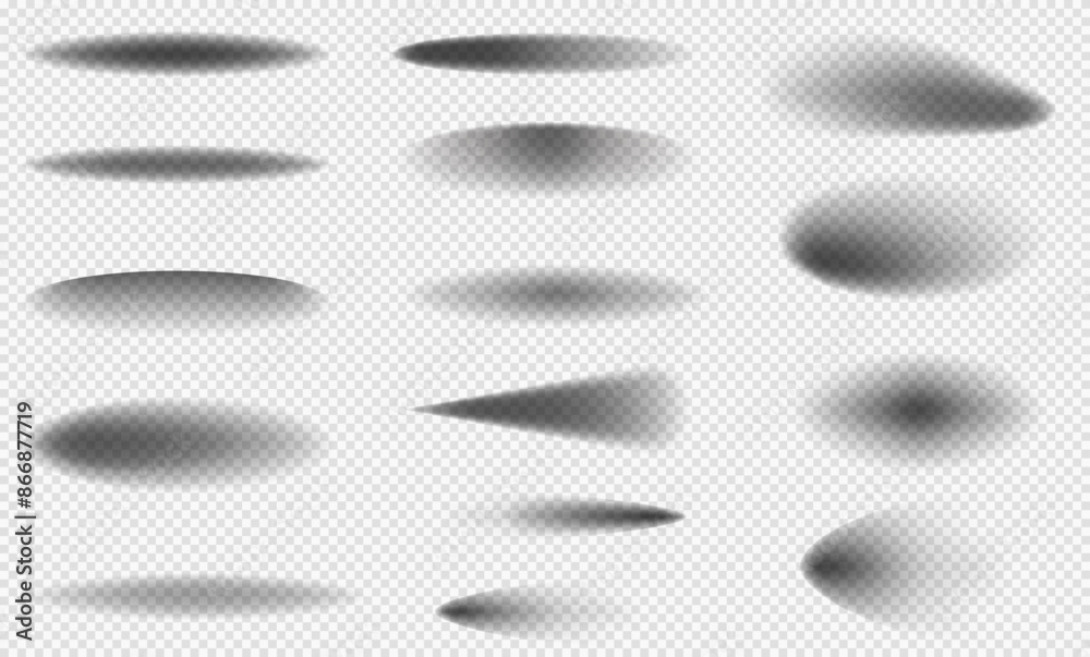 Vector shadow effect on transparent background. Set of shadows with ...