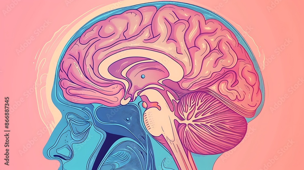 Infographic showing the anatomy of the human brain labeling the major regions and their ...