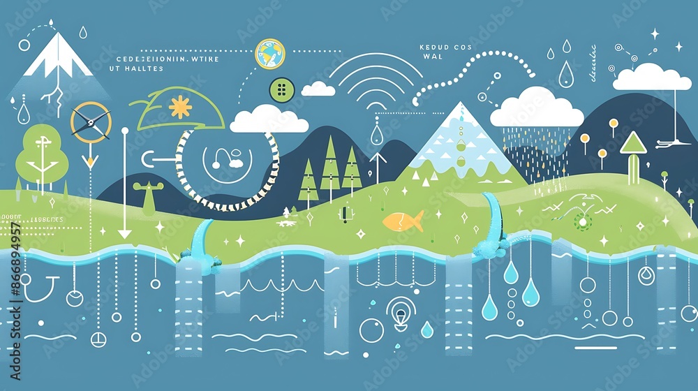 Ilustración de Stock Infographic illustrating the water cycle including ...