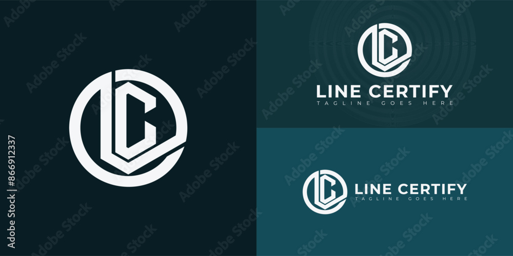 Abstract initial circle letters LC or CL logo in white color isolated ...