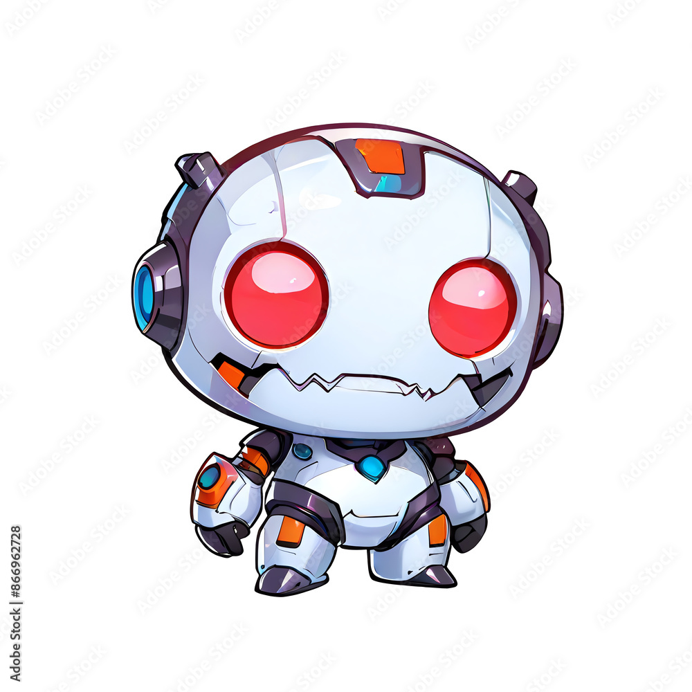 cute kawaii chibi robot with red eye Stock Illustration | Adobe Stock