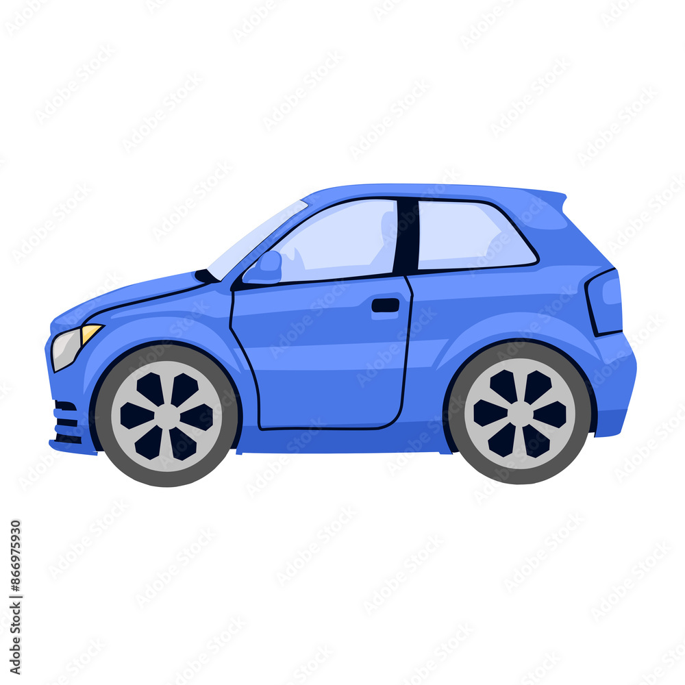 Simple illustration of blue car with transparent background Stock Photo ...