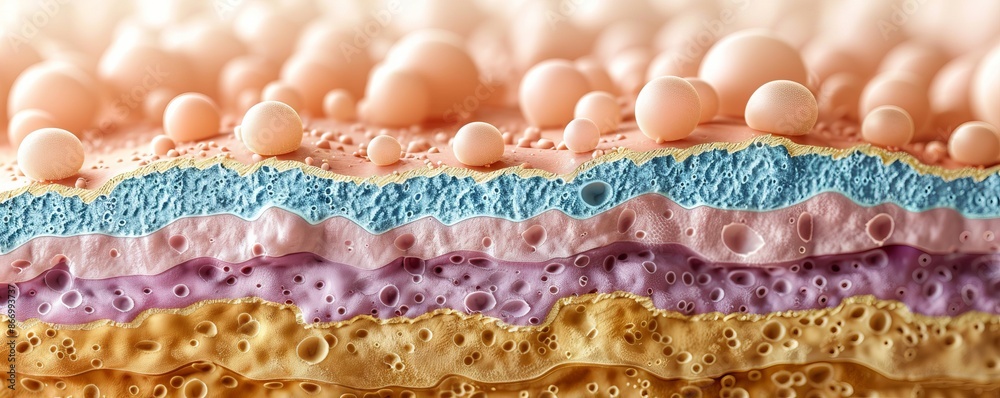 3D of Dermatology-focused skin illustration depicting detailed layers ...