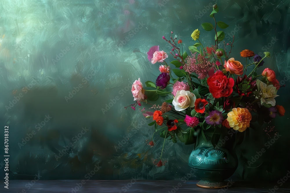elegant still life composition of flowers chiaroscuro lighting rich ...