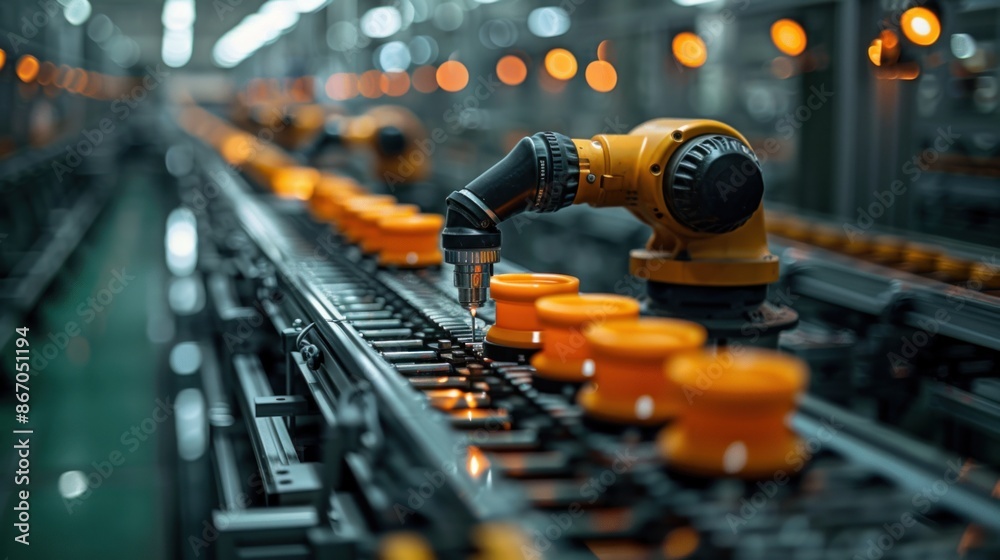 Robots conducting quality control checks on finished products Stock ...