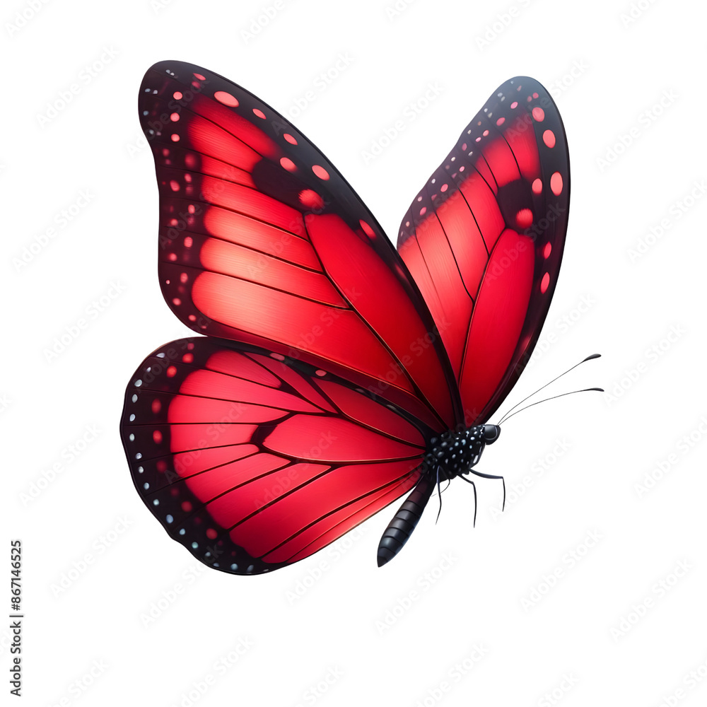 flying red butterfly on transparent background Stock Photo | Adobe Stock