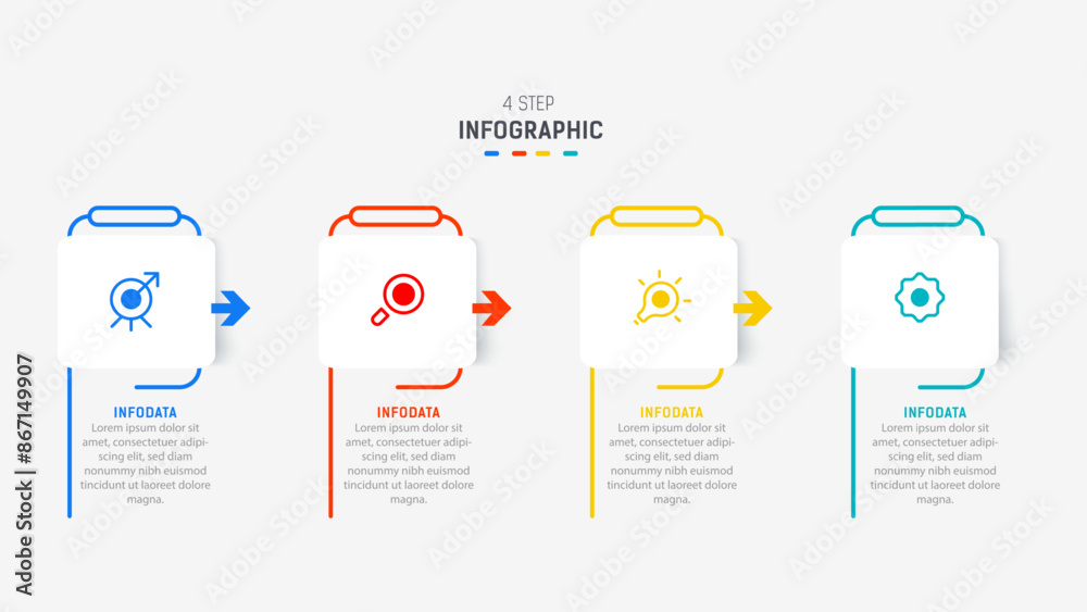 Three Step Infographic label design Vector template with line icons. process steps diagram ...
