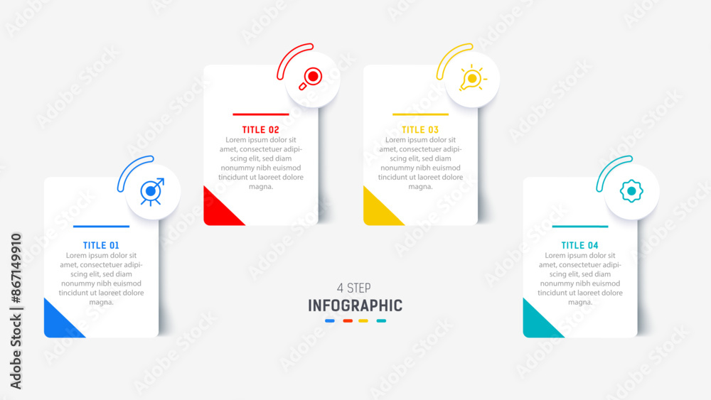 Three Step Infographic label design Vector template with line icons ...
