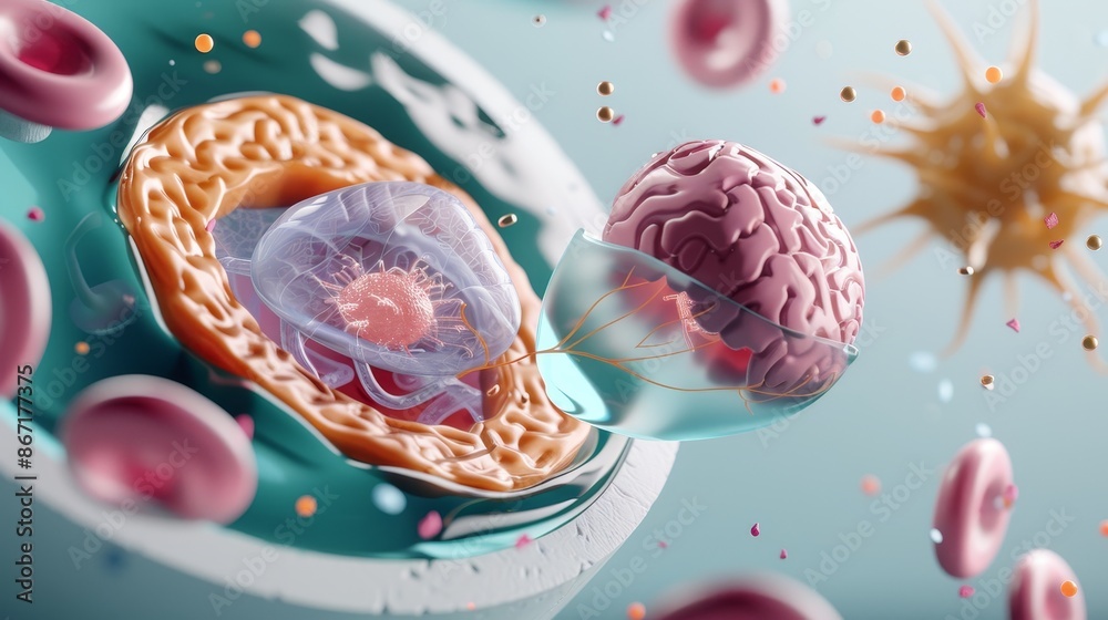 Eukaryotic cell structure, detailed visualization of nucleus ...