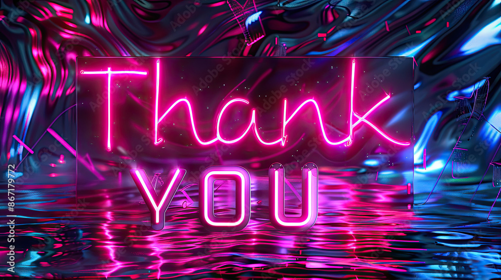 " Thank YOU" in bold black font on a holographic background, featuring ...