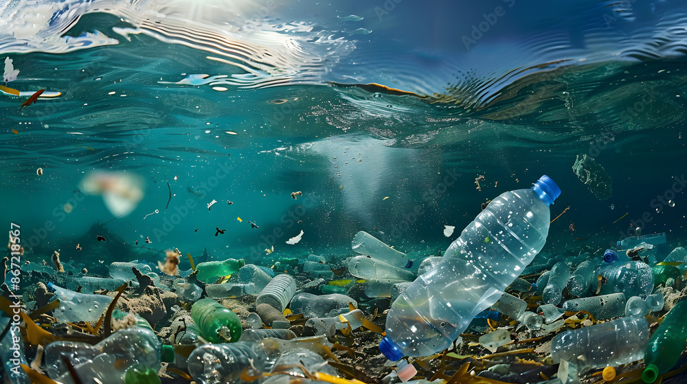 Marine pollution plastic bottles and microplastics in open ocean ...