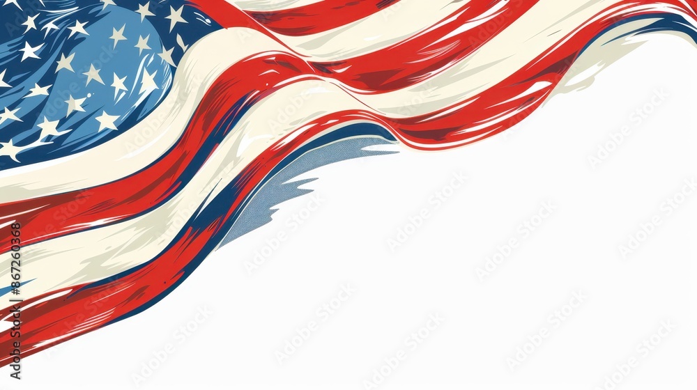 flag cartoon illustration with copy space, design for independence day ...