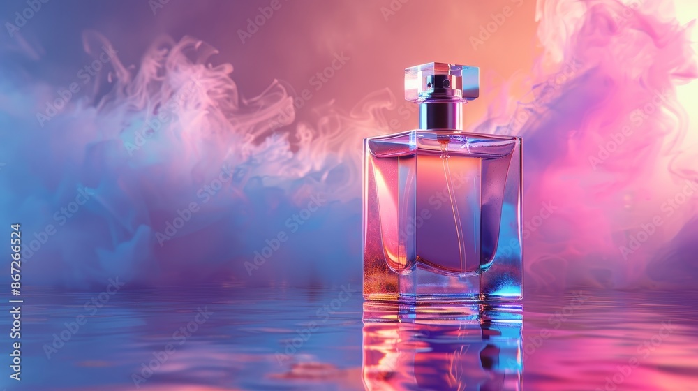 Studio-shot photography of a modern perfume bottle, featuring ...