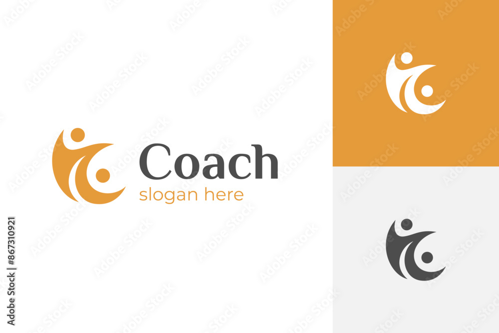 Coach trainer logo icon design. leadership with partner logo symbol ...