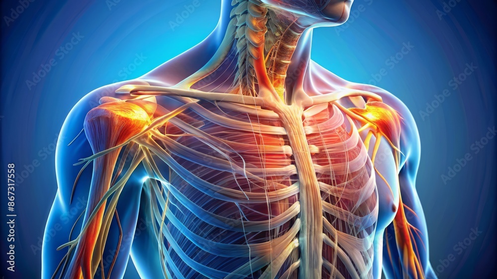 Stockillustrationen Illustration of human shoulder anatomy highlighting ...